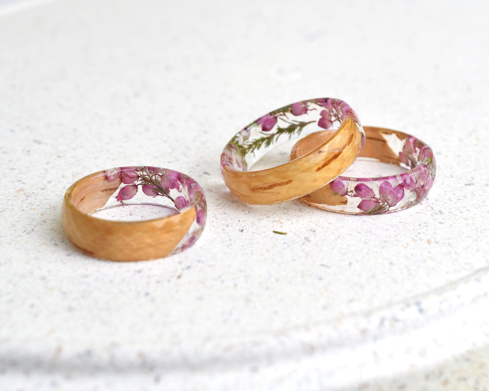 Heather & Birch Wood Resin Ring Set – Botanical Friend Jewelry - Etsy