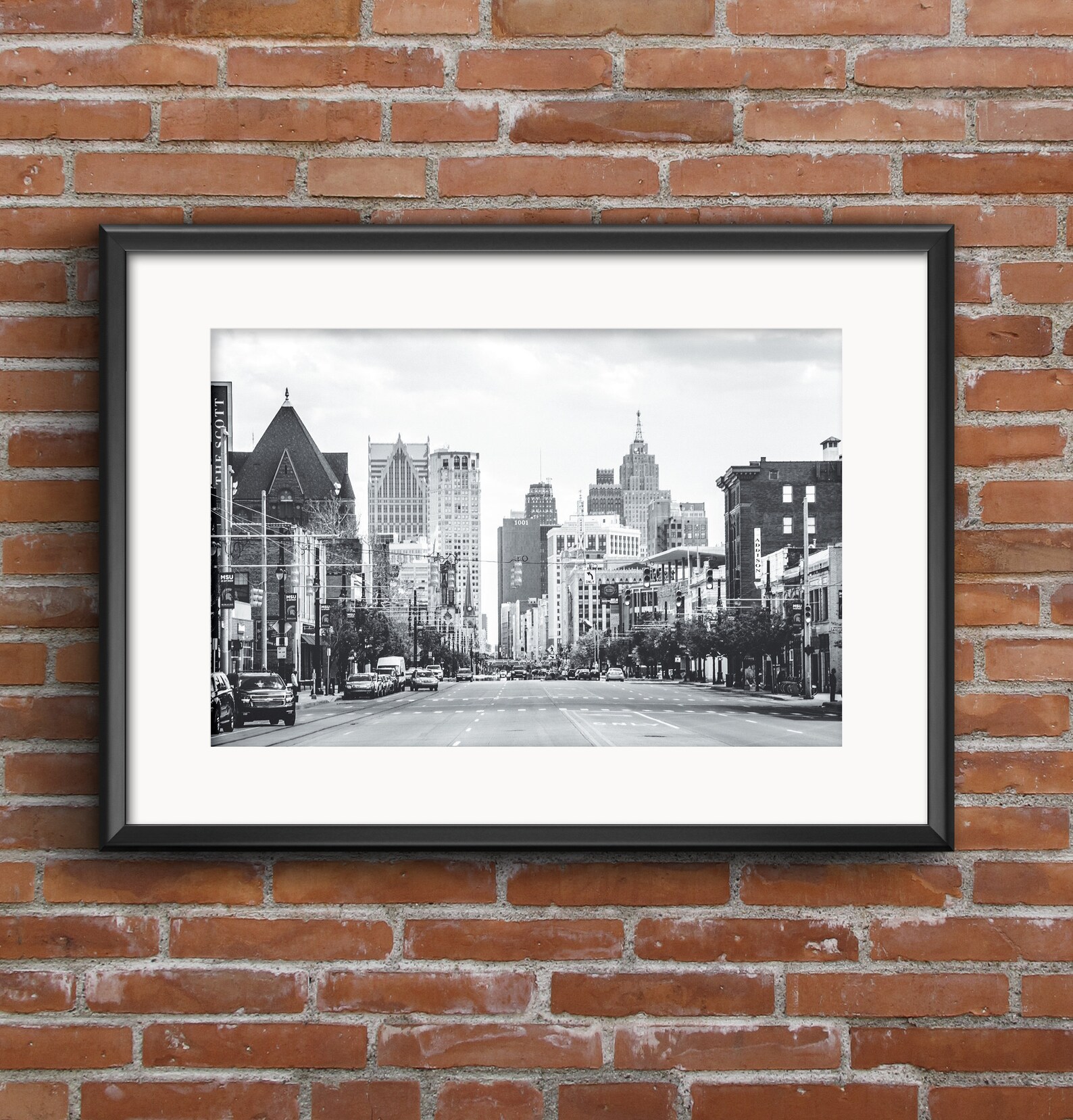 Detroit Skyline Art Print or Photo From the Street Black and - Etsy