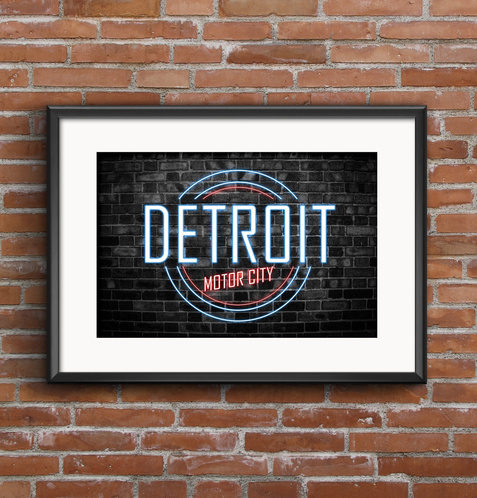 Detroit Neon Sign Art Print or Poster Black and White - Etsy