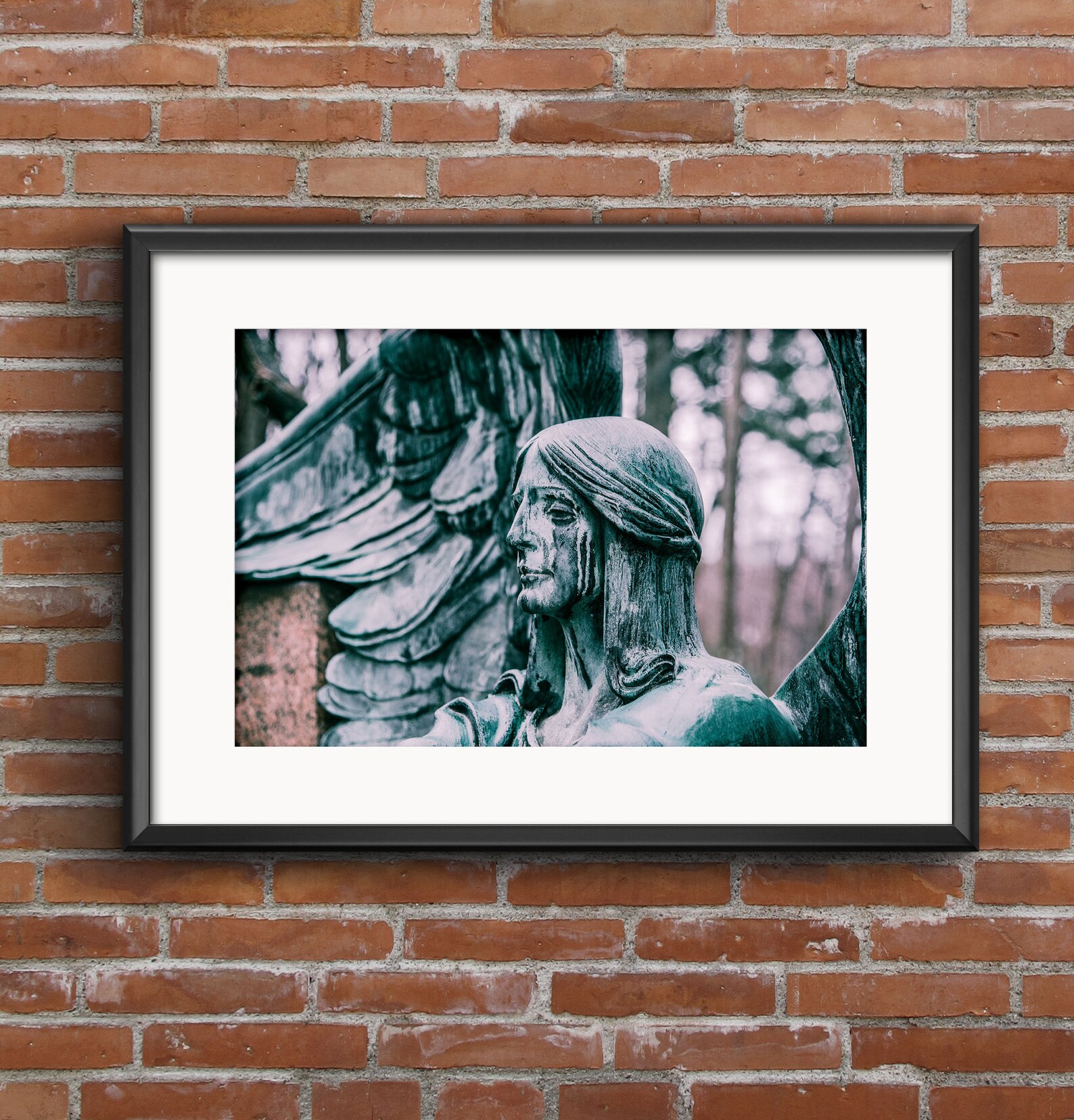 Gothic Weeping Angel Grave Marker Art Print - Haunted Graveyard ...