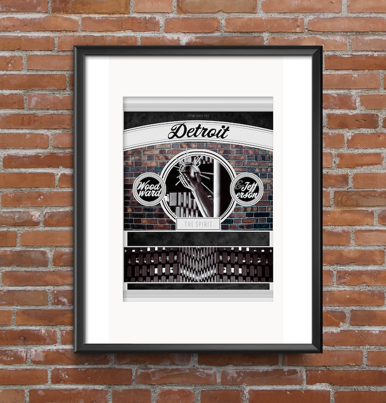 Detroit Motown Spirit of Detroit Art Print - Downtown Woodward Avenue ...
