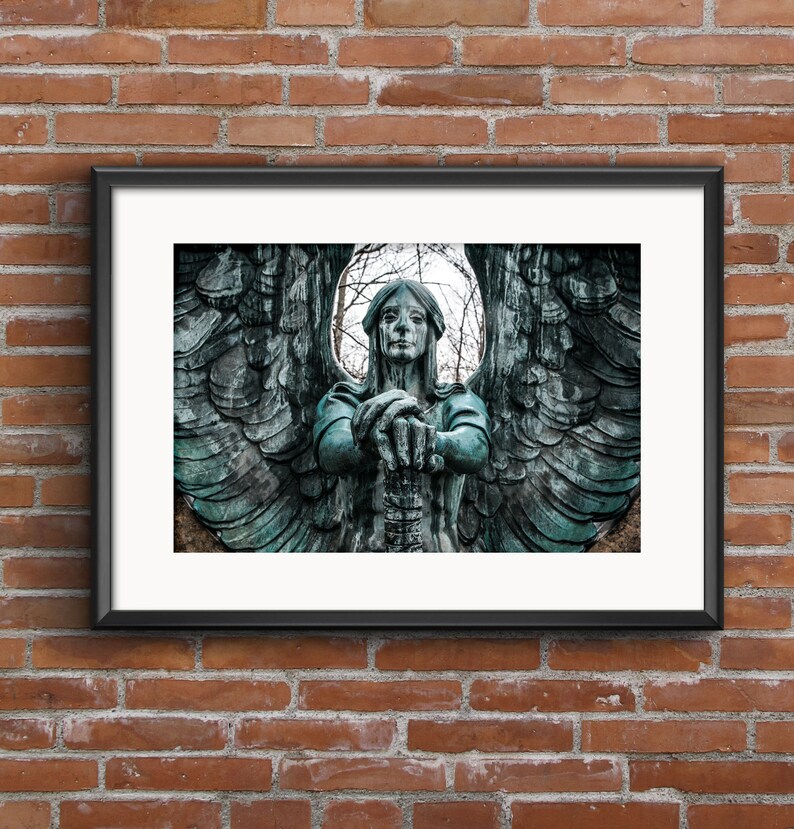 Gothic Weeping Angel Holding Scepter Grave Marker Art Print - Etsy