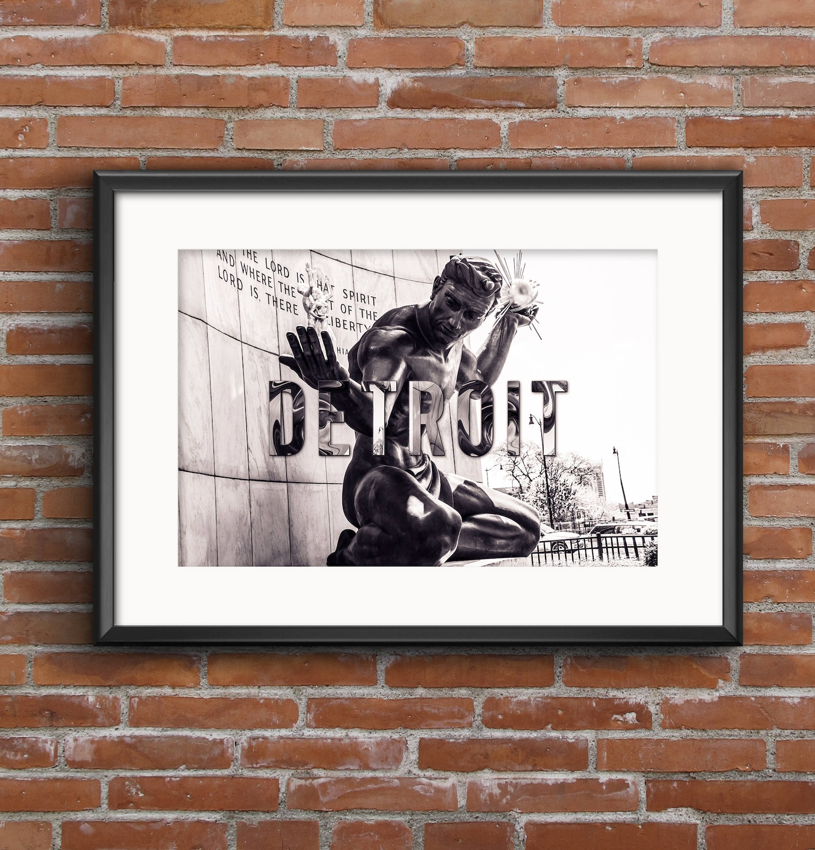 Spirit of Detroit Art Print Black and White Detroit Michigan | Etsy