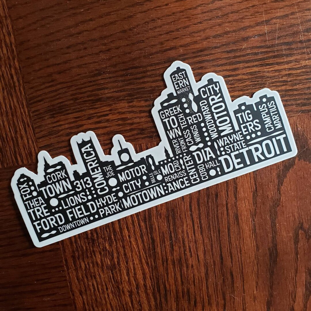 Detroit Skyline Vinyl Decal or Bumper Sticker Motown Sticker Laptop and ...