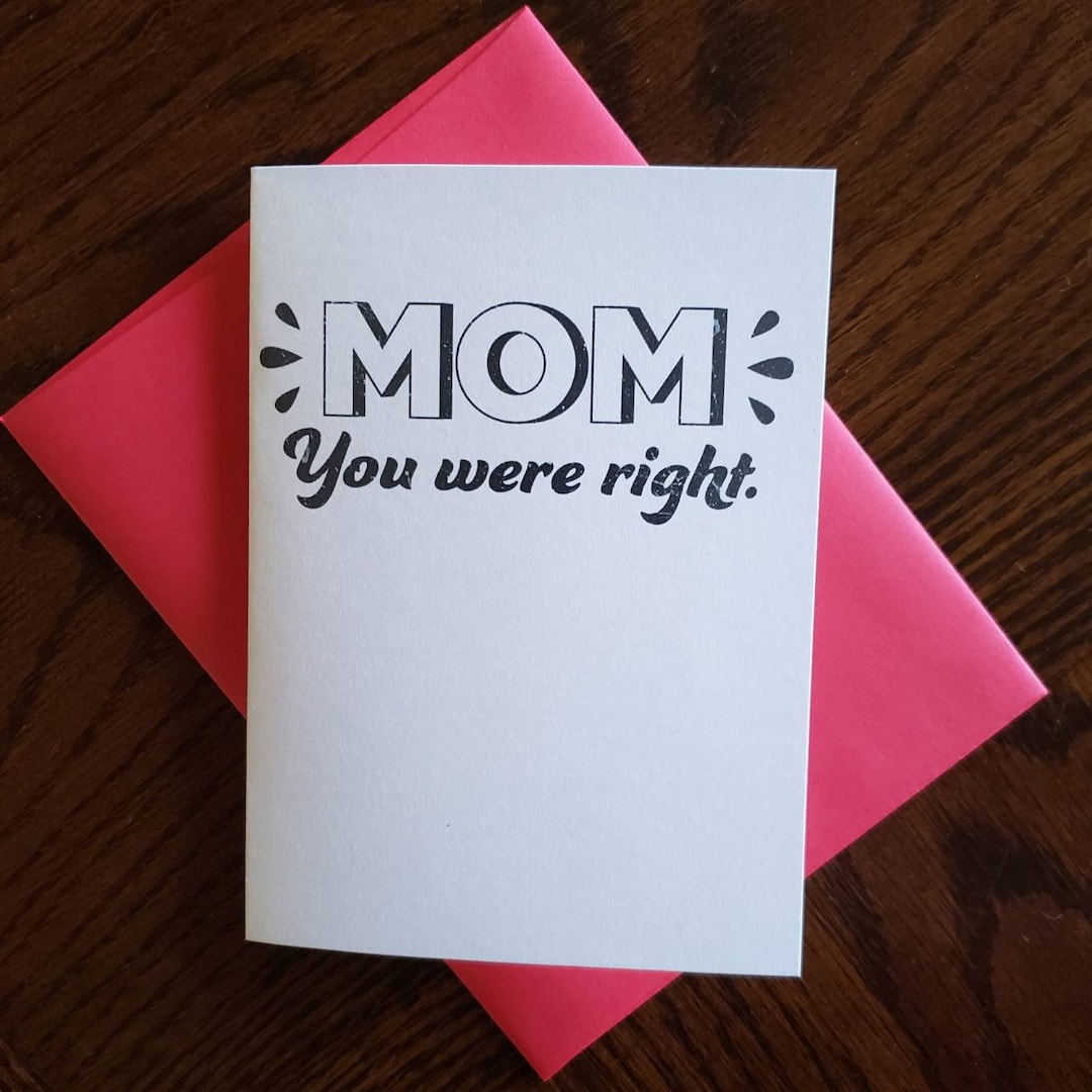 Mom You Were Right Mother's Day Card - Funny Mother's Day Card - Etsy