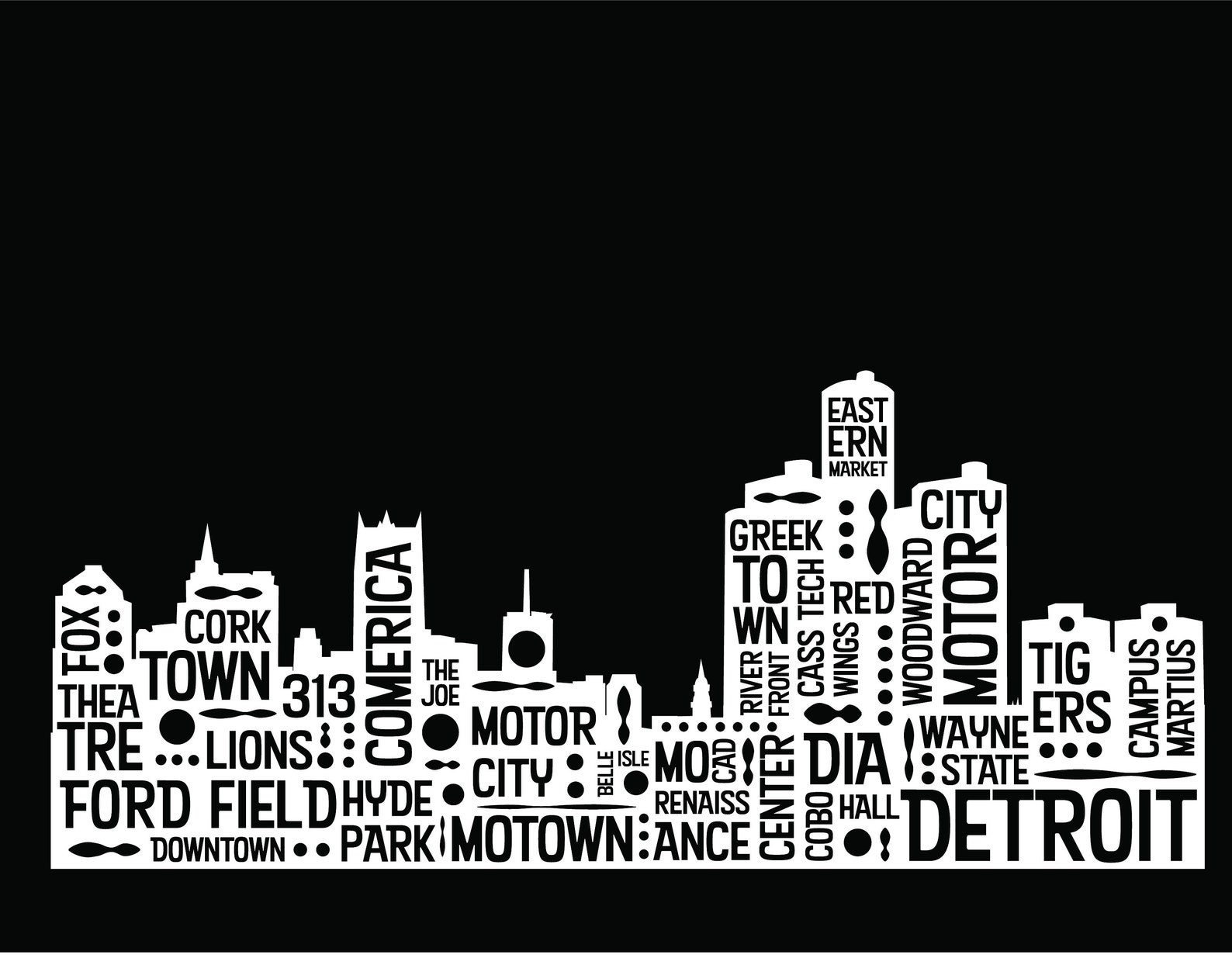 Detroit Skyline Retro Monument Print Detroit Michigan | Etsy