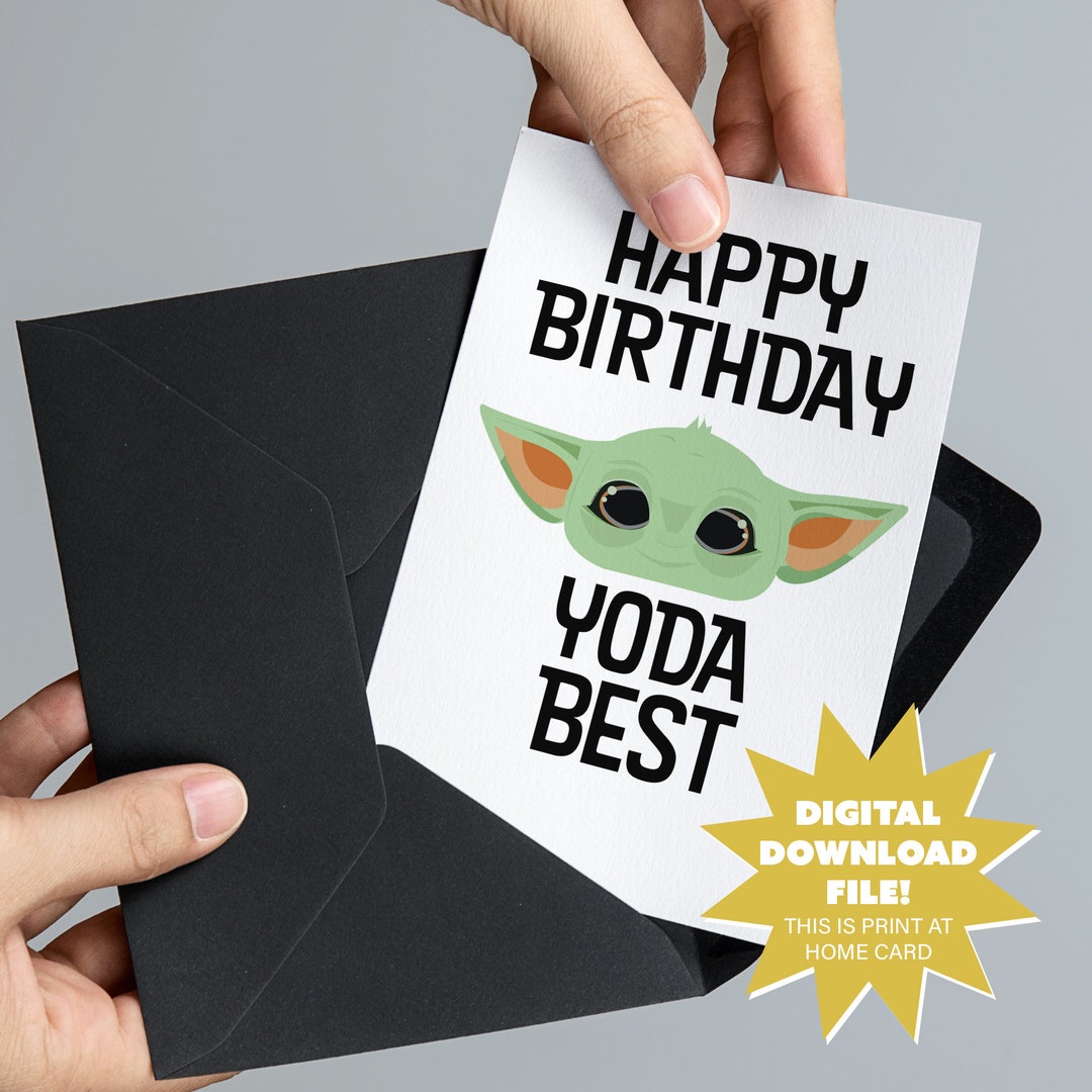 Happy Birthday Yoda Best Card - Funny Alien and Space Card - 5x7 Star ...