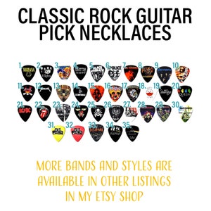 Classic Rock Band Guitar Pick Necklace: Music Lover Jewelry - Etsy