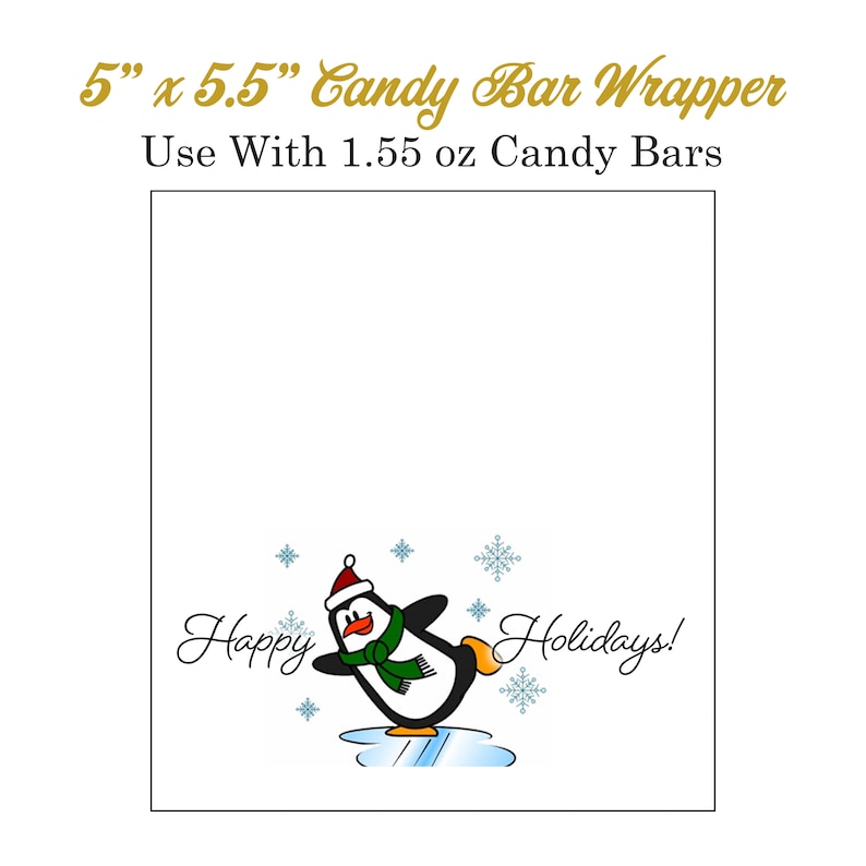Penguin Happy Holidays Candy Bar Wrappers Printable Snowmen | Etsy