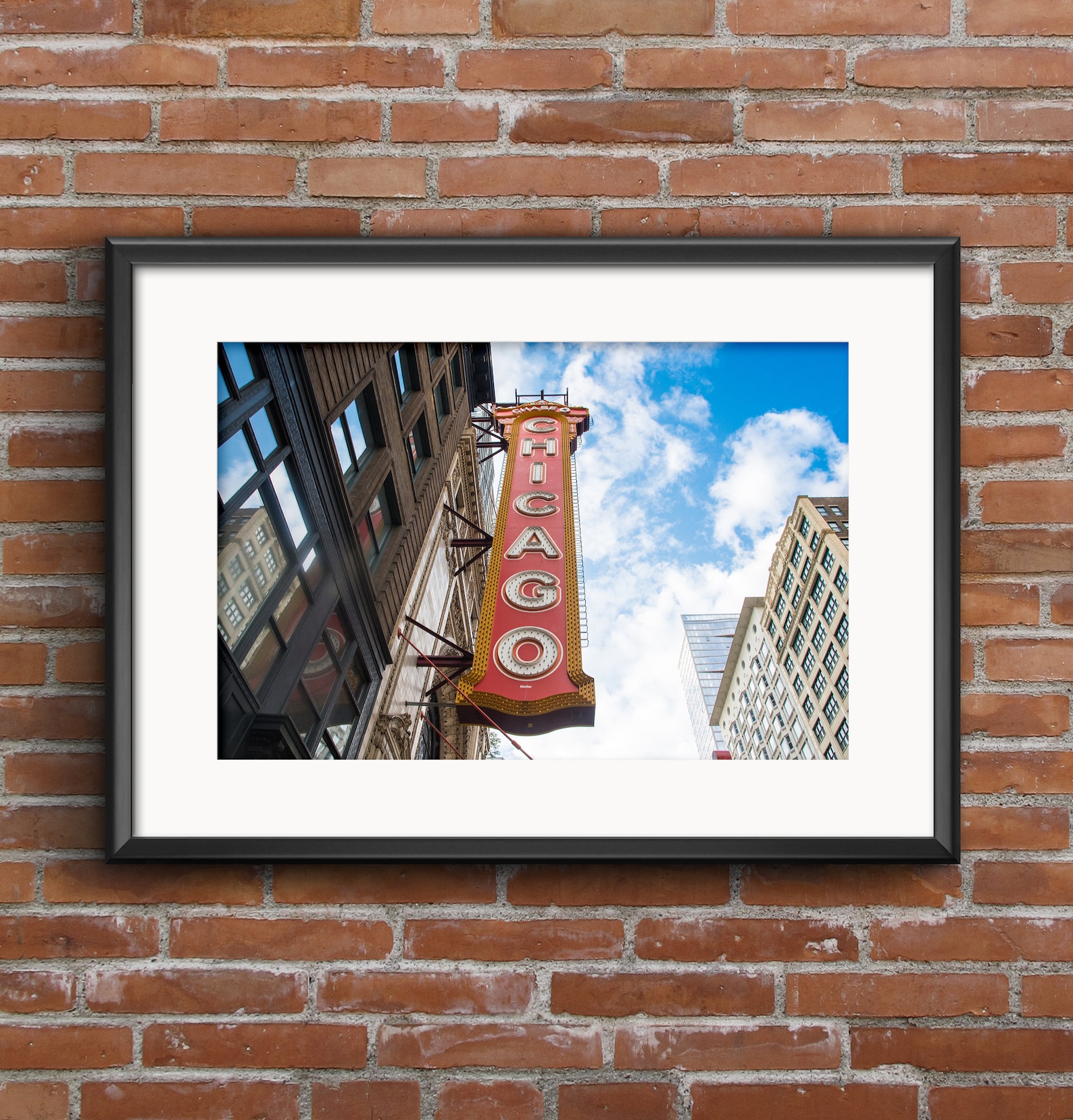Chicago Theater Sign Art Print Chicago Skyline and Theatre - Etsy