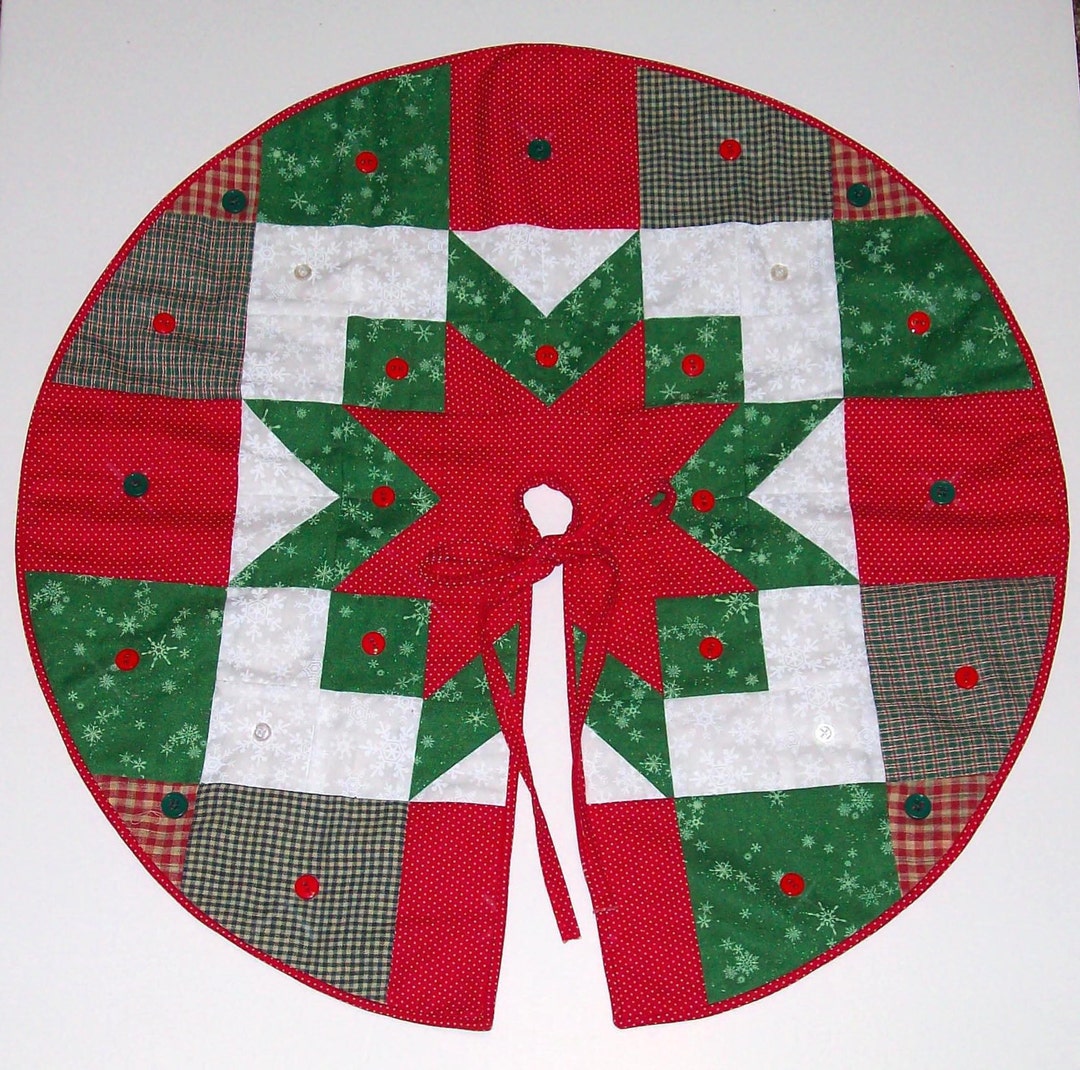 Patchwork Quilted Miniature Tree Skirt - 20 Inch Diameter - MADE TO ...