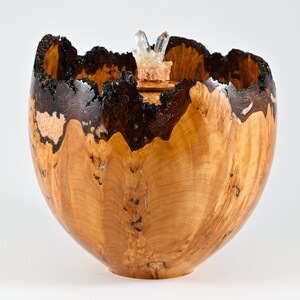 Large Handmade Wooden Urn Made of Alder Burl Inlayed With Calcite and ...