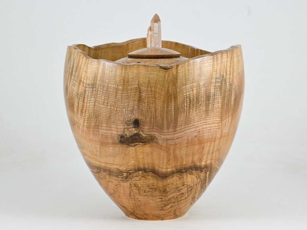 Large Wooden Urn Made of Curly Ash With a ‘golden Healer’ on Top (220 C ...