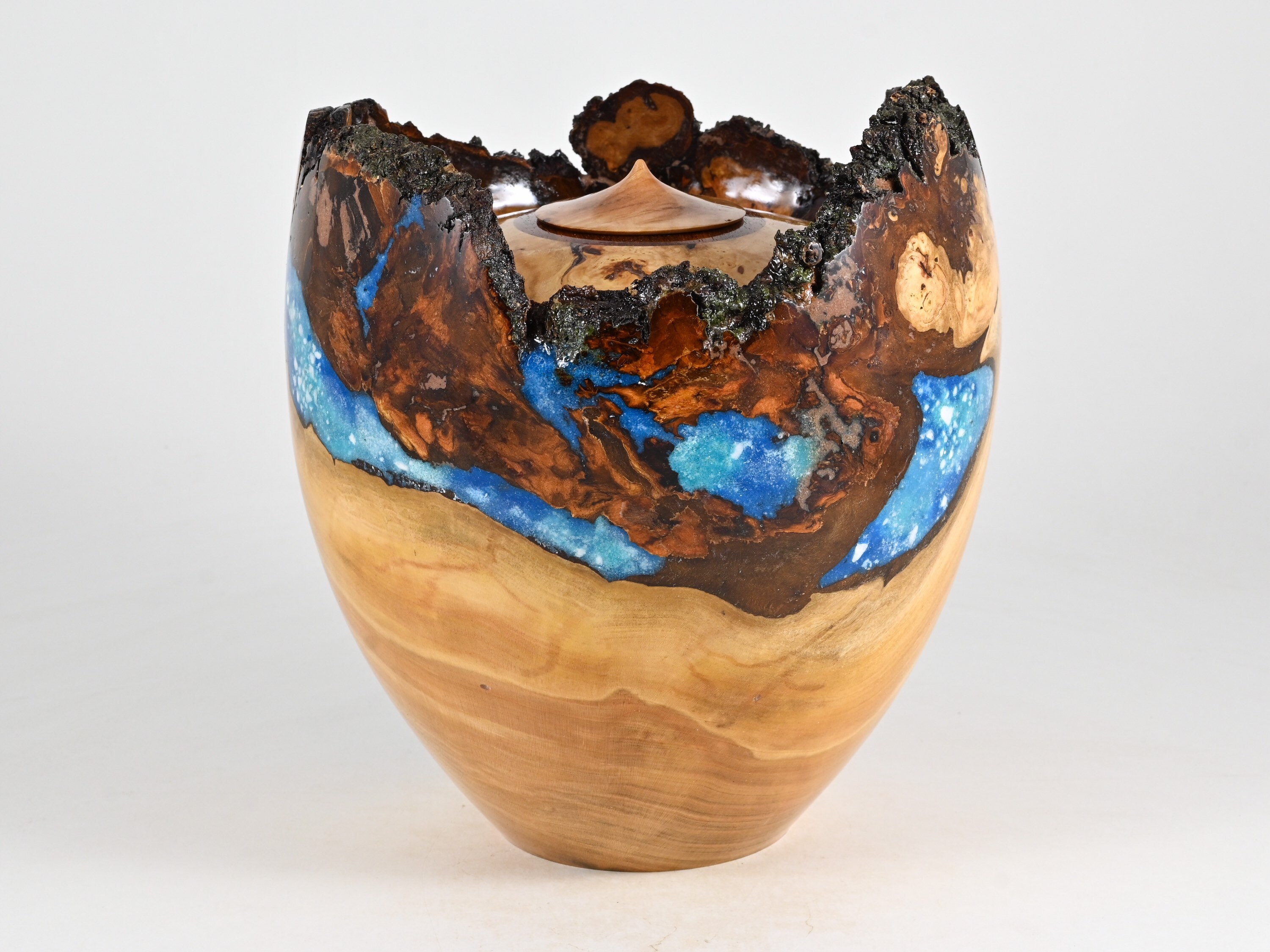 Cherry burl wood-turned urn with ruby acrylic inlay Art & Collectibles ...