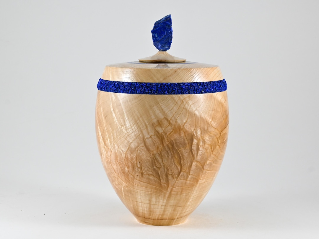 Handmade Ash Burl Wood Urn With Lapis Lazuli (240 C.i.) - Etsy