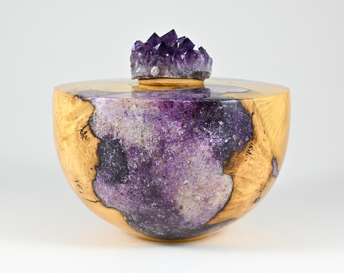 Large Handmade Wooden Urn Made of Black Locust Burl With Cactus ...