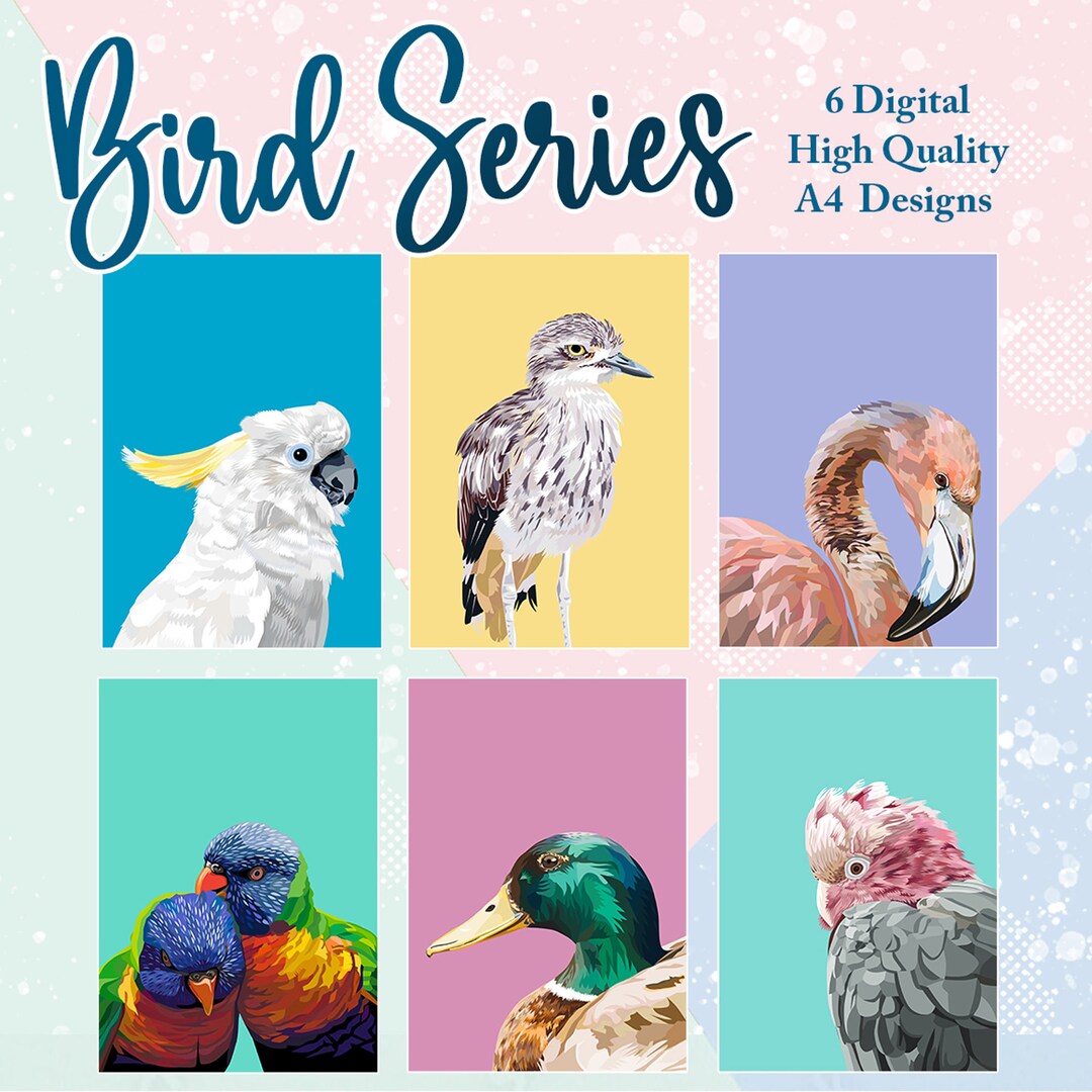 6 X A4 Digital Downloadable Designs Bird Series Digital Art Cookatoo ...