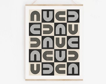 Mid Century Modern Rainbow Printable Wall Art Digital Print | Etsy