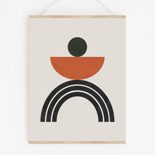 Mid Century Modern Rainbow Printable Wall Art Digital Print | Etsy