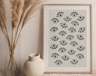 Eyes Boho Abstract Art Instant Download Digital Print - Etsy