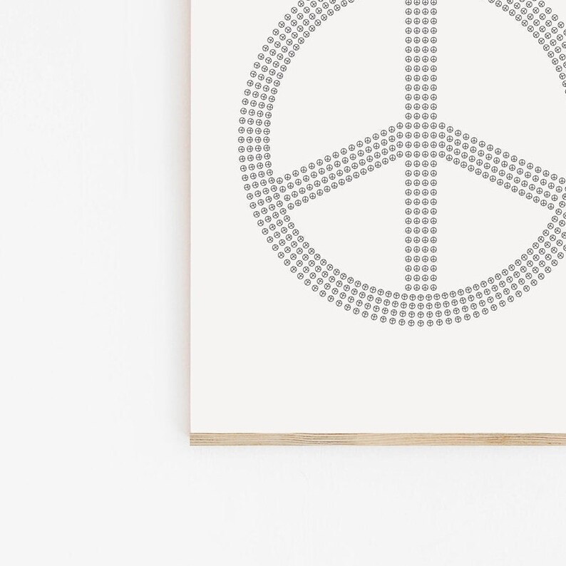 Minimalist Peace Sign Line Art Print: Scandinavian Decor (digital ...