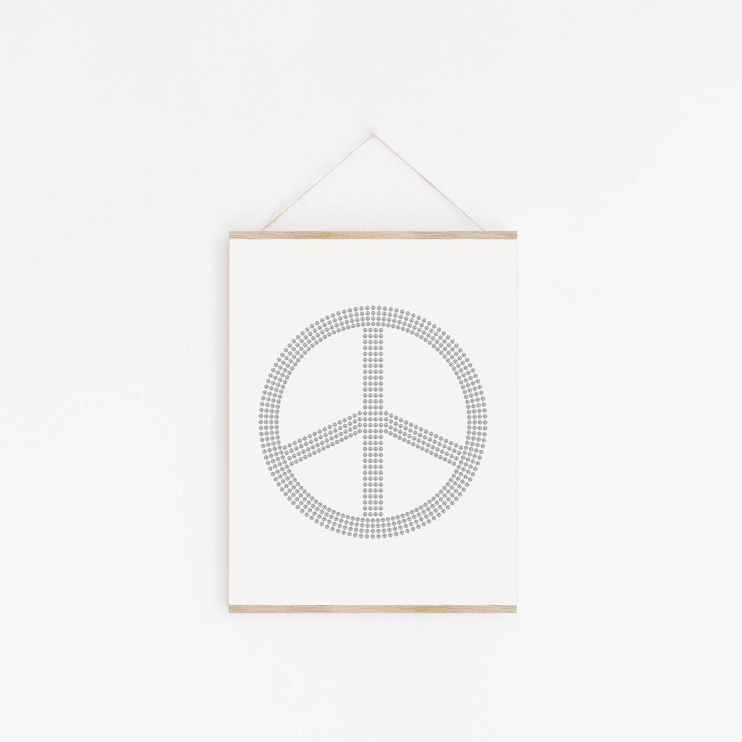 Minimalist Peace Sign Line Art Print: Scandinavian Decor (digital ...