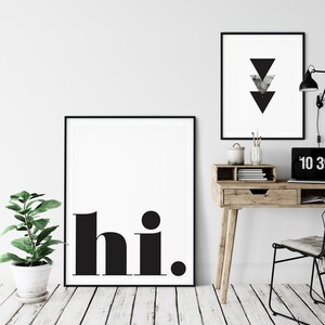 Hi Wall Art Print, Hello Sign Printable Wall Art, Typography Art ...
