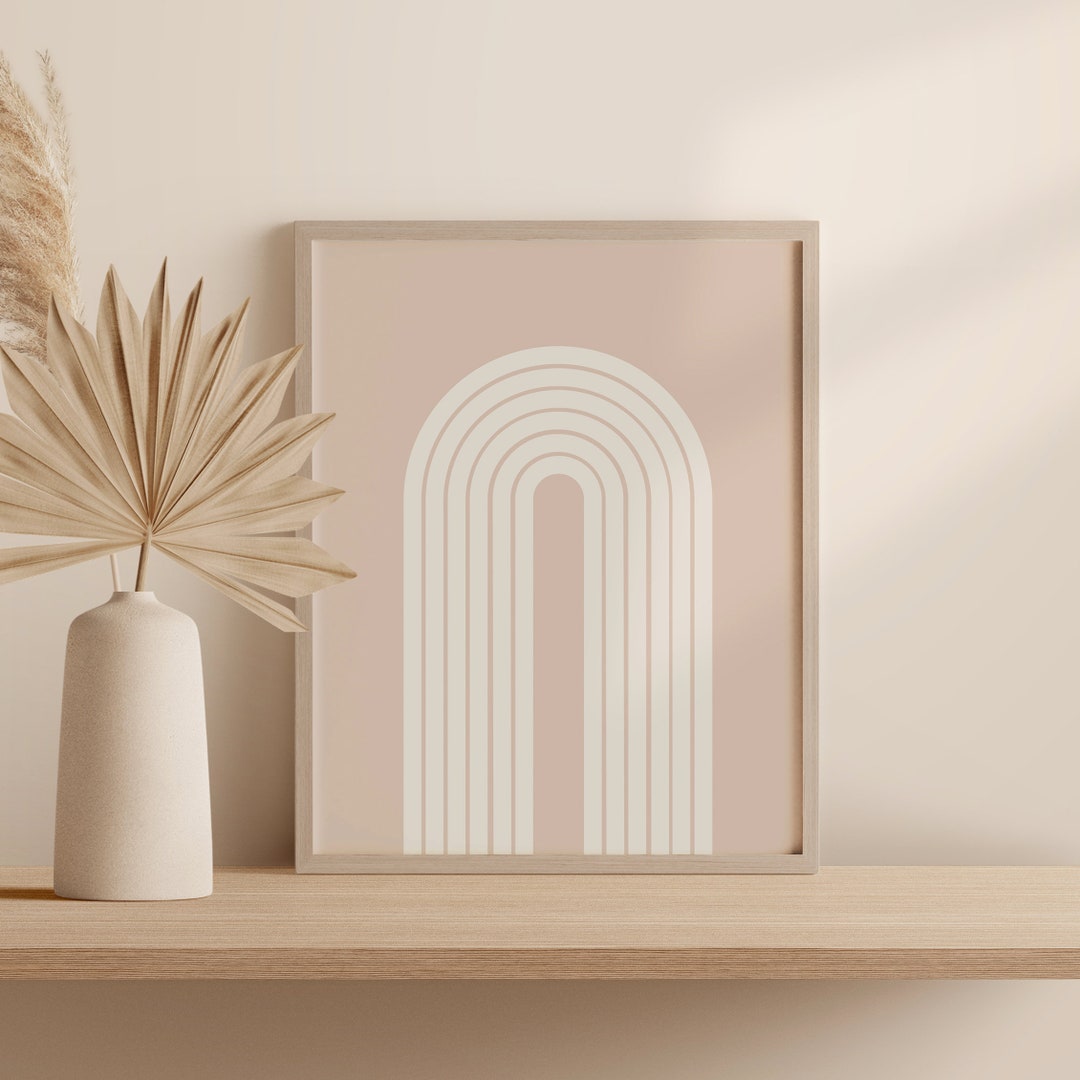 Mid Century Rainbow Imprimible Wall Art Neutral Tone Arch Print Formas ...
