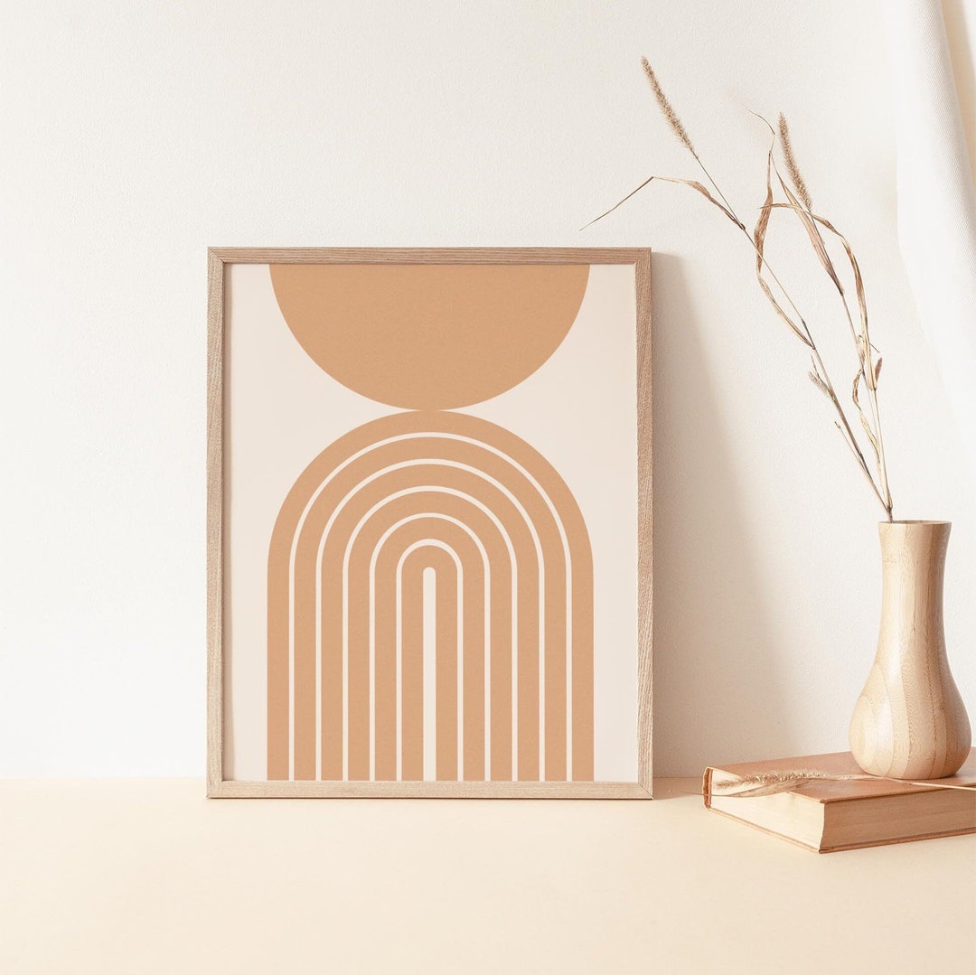 Mid Century Modern Rainbow Printable Wall Art Digital Print, Neutral ...