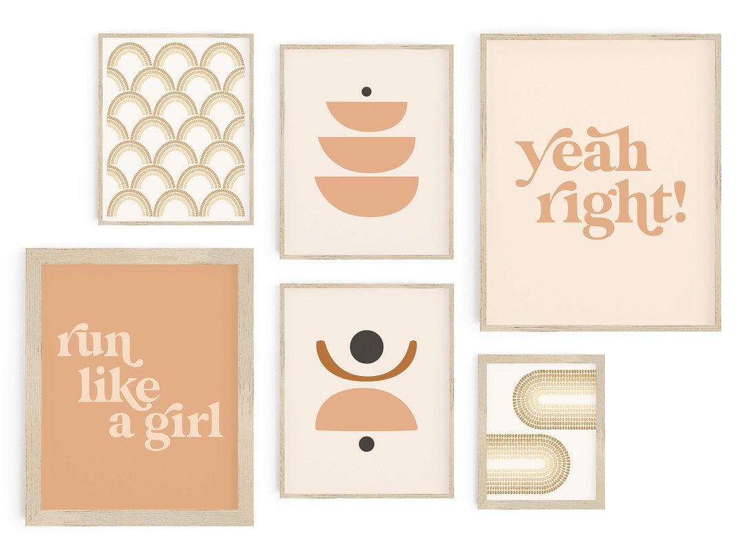 Abstract Boho Printable Set of 6 Art Prints, Gallery Wall Print Set ...