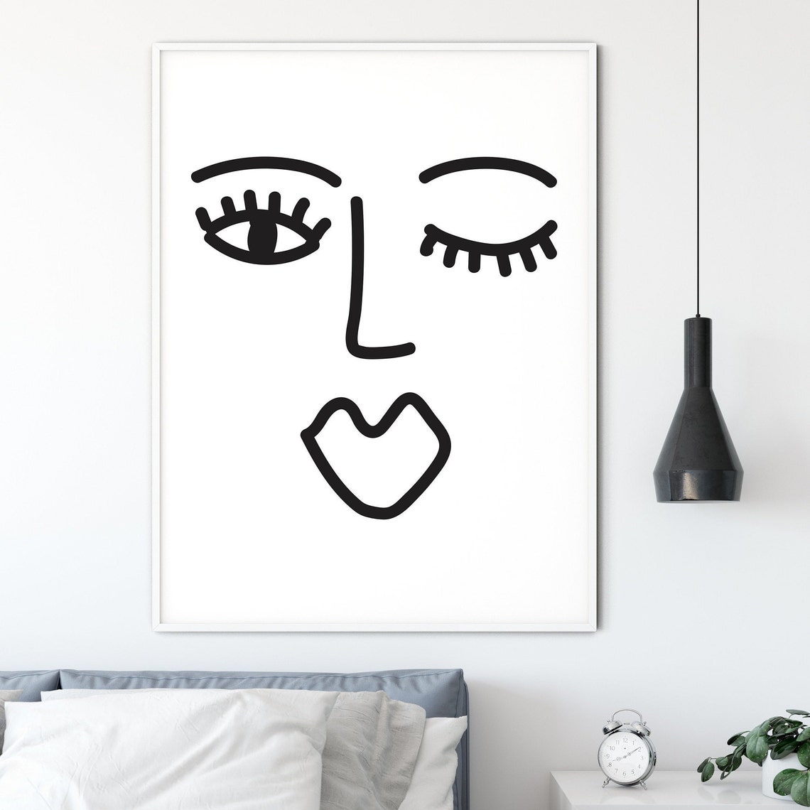 Line Drawing Abstract Face Print Abstract Black and White Art - Etsy