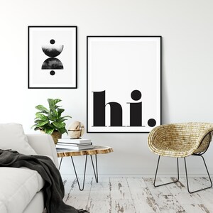 Hi Wall Art Print, Hello Sign Printable Wall Art, Typography Art ...