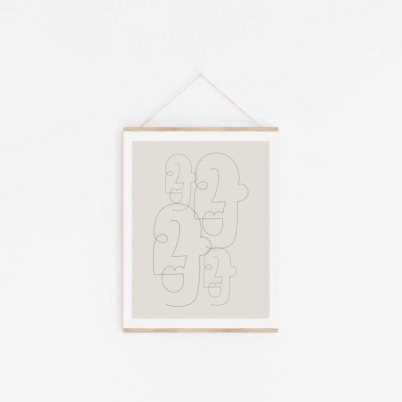 Single Line Drawing Faces Printable Wall Art Minimalist Face | Etsy