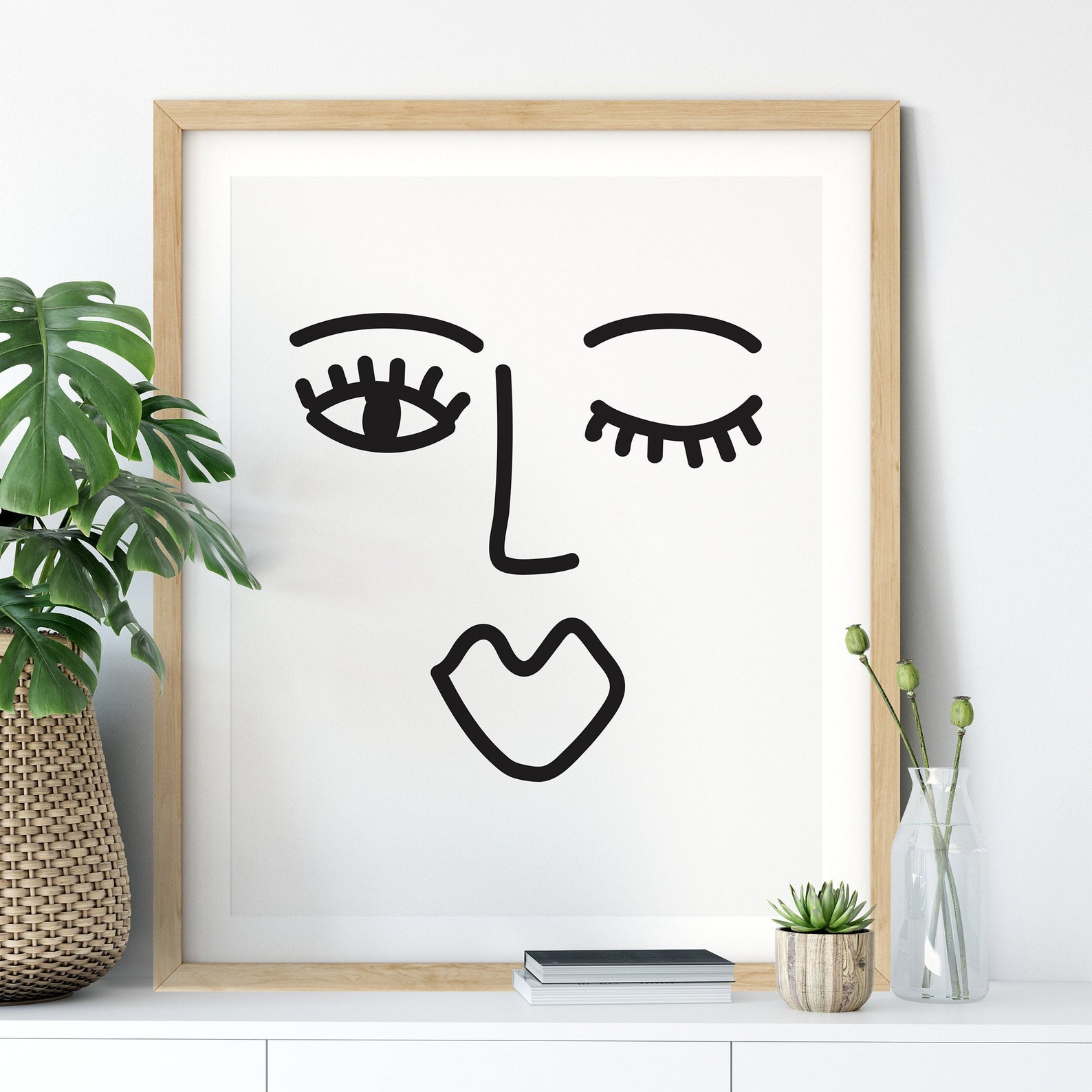 Line Drawing Abstract Face Print Abstract Black and White Art - Etsy