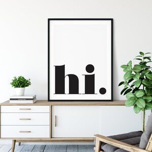 Hi Wall Art Print, Hello Sign Printable Wall Art, Typography Art ...