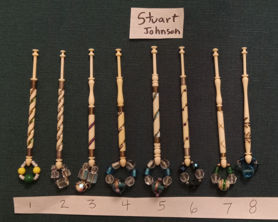 Stuart Johnson Bone Midlands Lace Bobbins W/ Double Heads. Spangled W ...