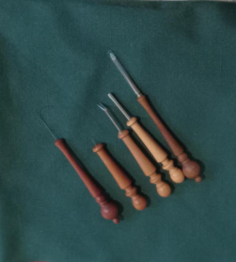 TOOL SET for Bobbin Lace Making. Set of 6 W/ Pin Pusher & Puller ...