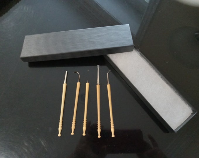 TOOL SET for Bobbin Lace Making. Set of 5 or 6 W/ Pin Pusher & Puller ...