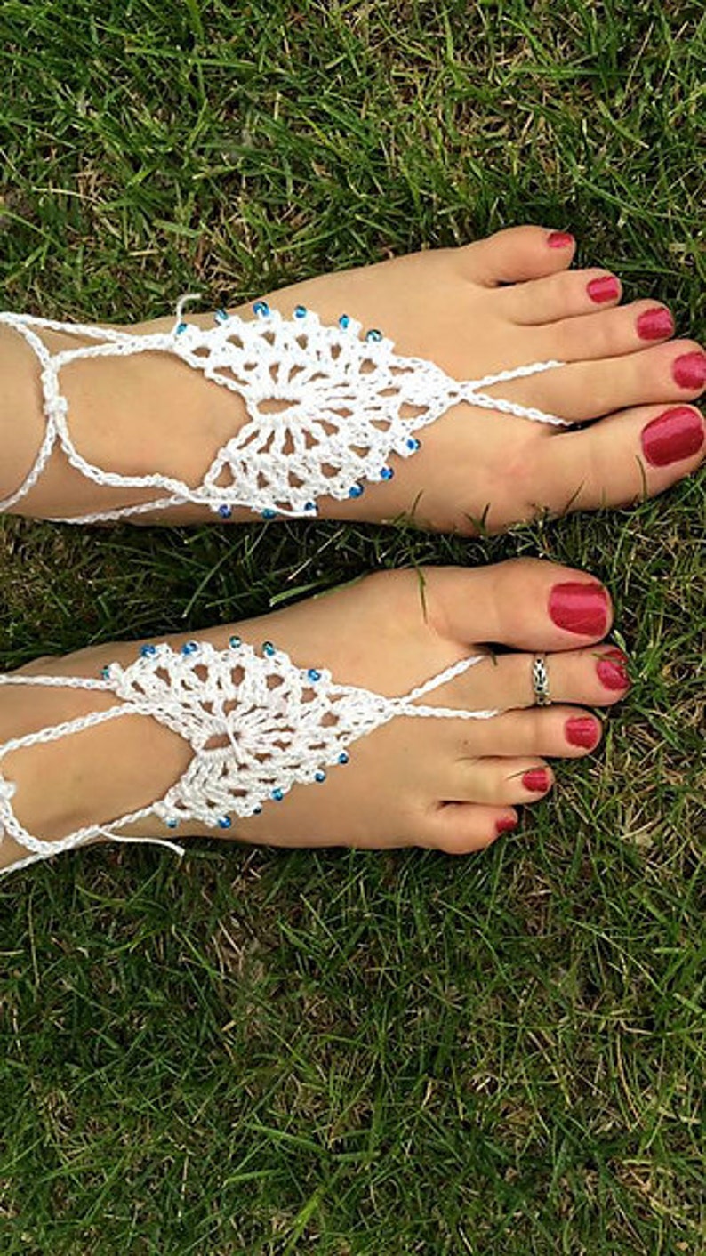Beaded Bohemian Barefoot Sandals PDF PATTERN, Boho Sandals, Beaded ...