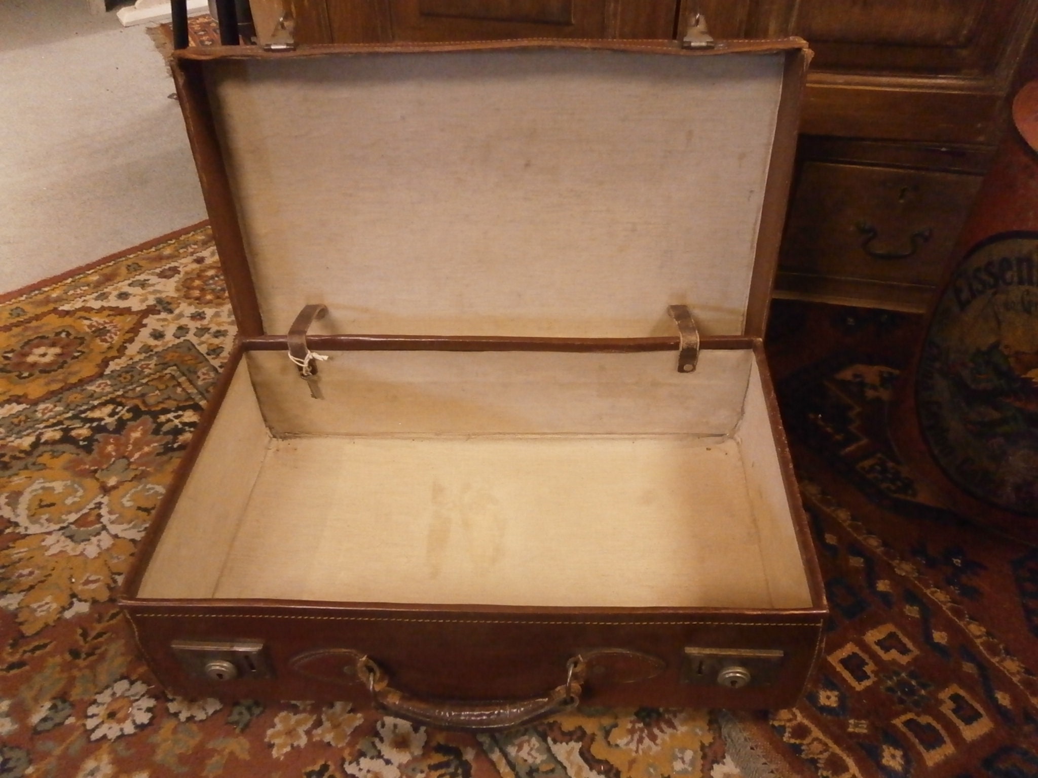 Vintage Tan Leather Suitcase With Original Key - Etsy UK