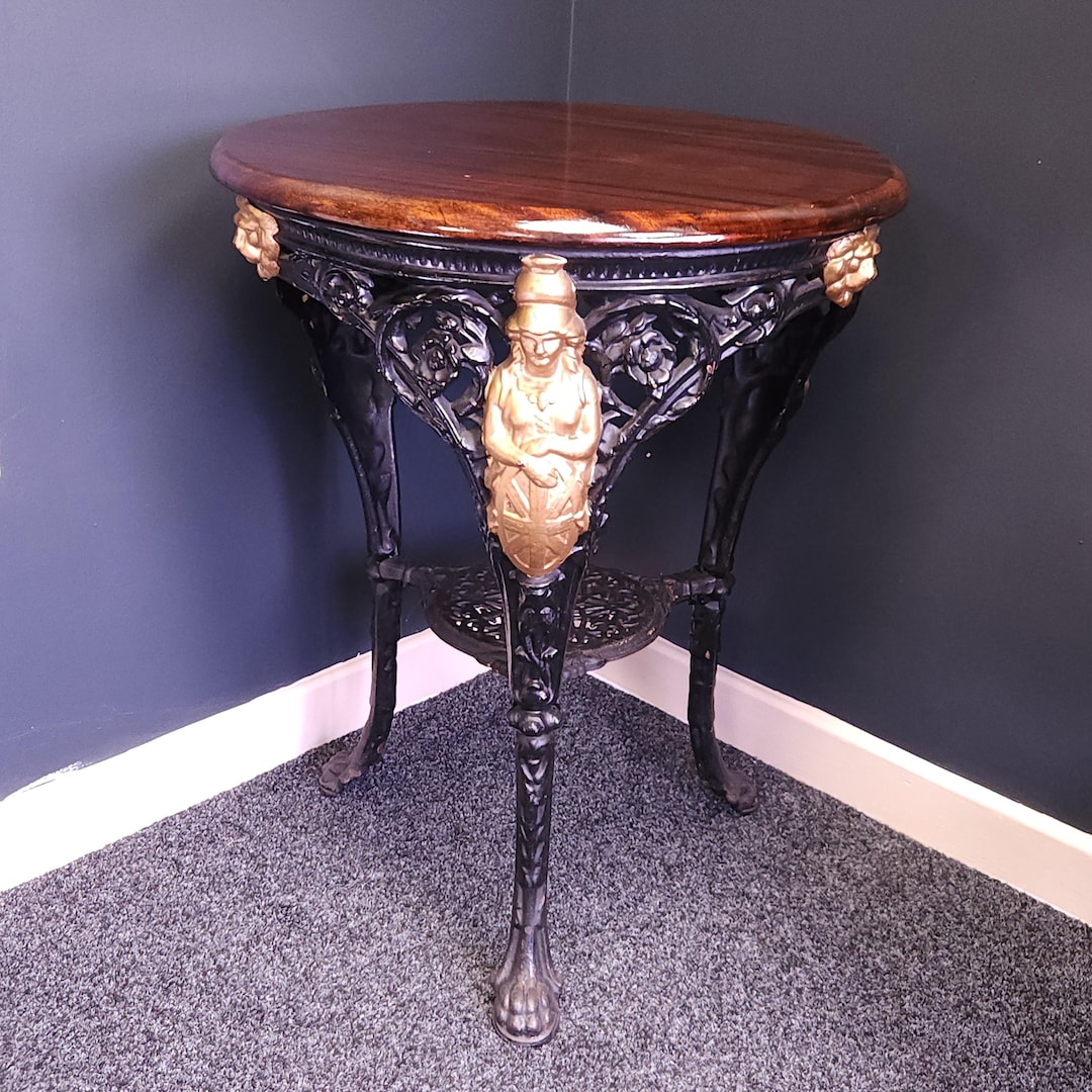 Victorian Cast Iron Britannia Pub Table With Mahogany Top - Etsy UK