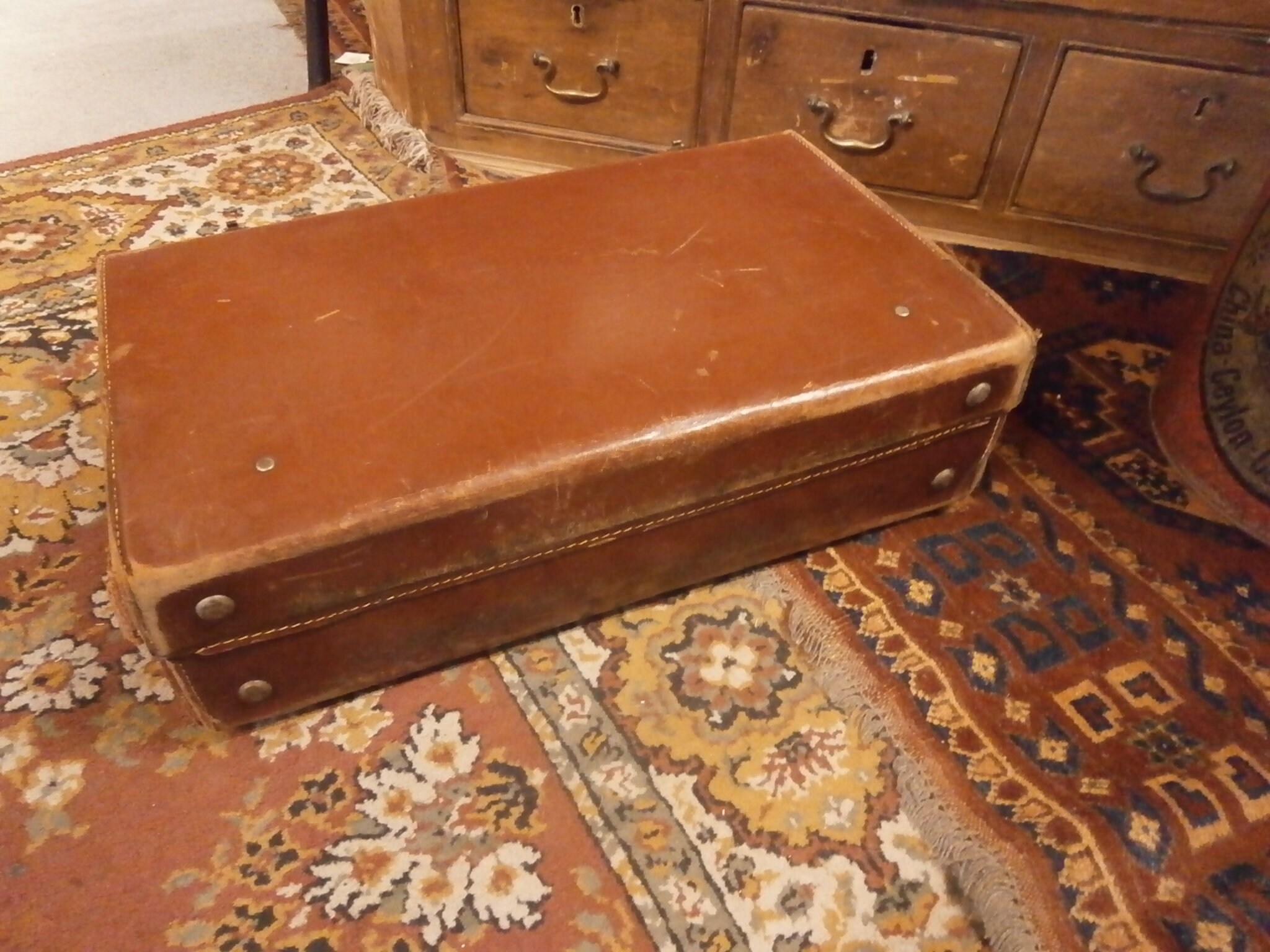 Vintage Tan Leather Suitcase With Original Key - Etsy UK