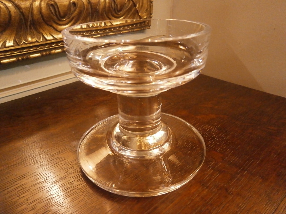 Small Glass Candlestick - Vintage - Etsy