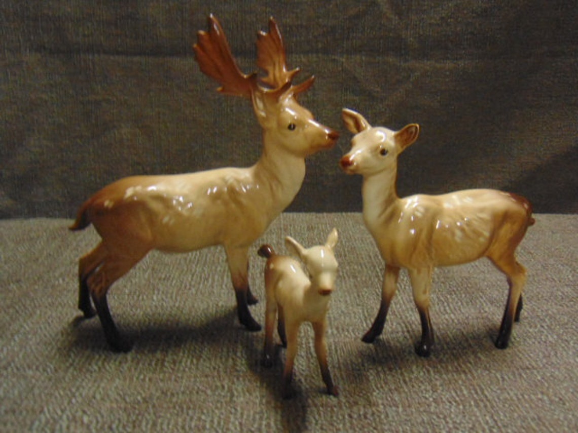 Beswick Deer Family Stag Doe and Fawn Faulty - Etsy UK