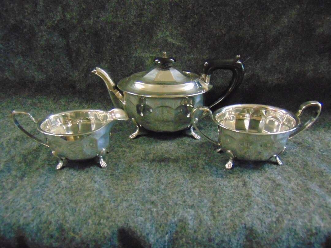 Silver Plate Regency Style Teapot, Milk Jug and Sugar Bowl - Etsy
