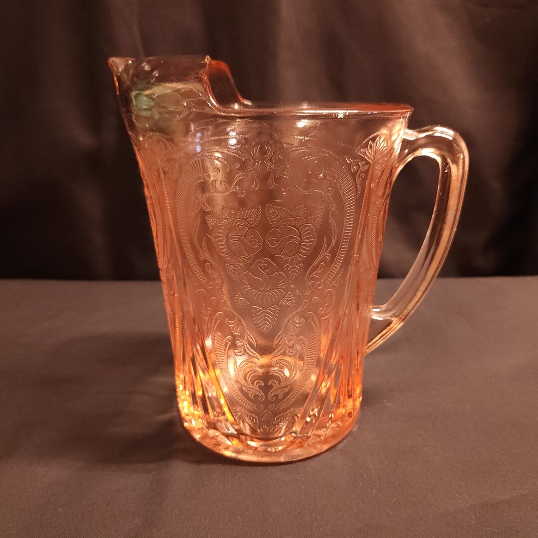 Vintage Hazel Atlas Pink Glass Lemonade Jug - Etsy