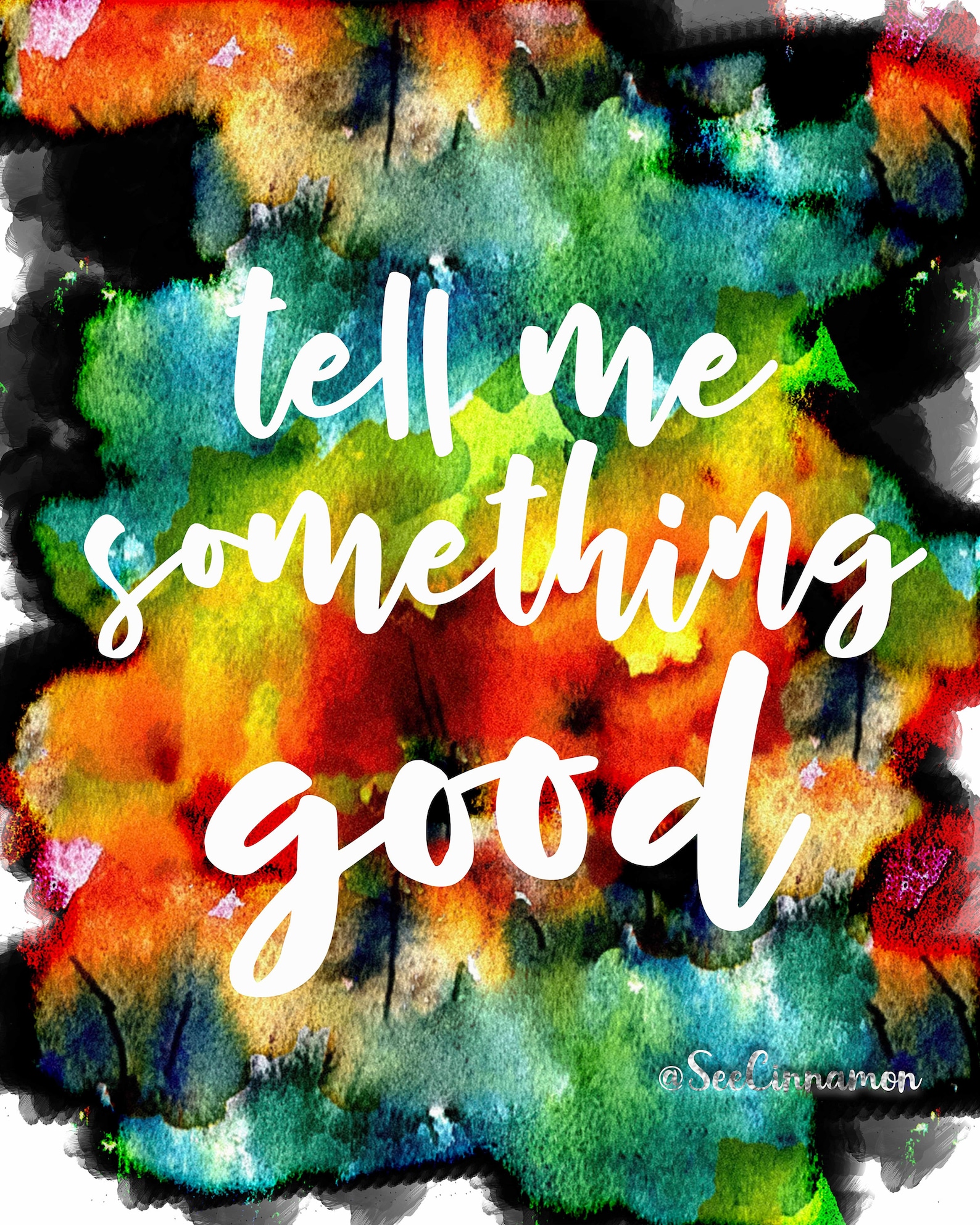 Tell Me Something Good Watercolor Colorful Bright | Etsy
