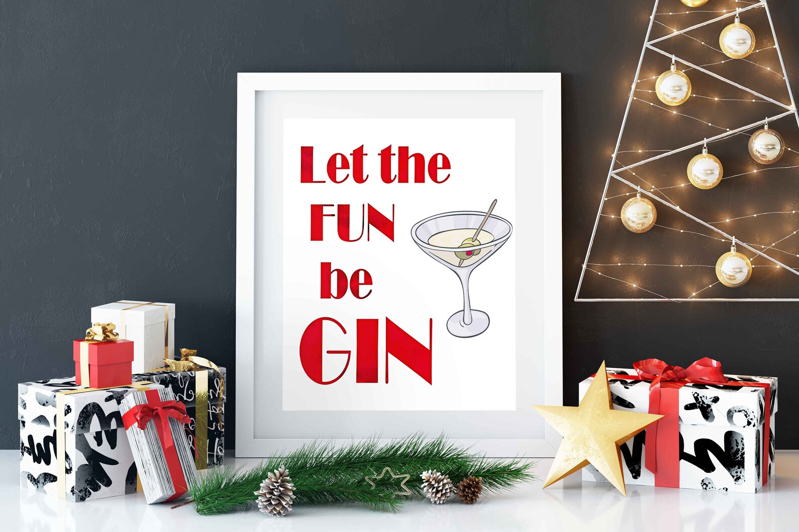 Let the Fun Be GIN * Watercolor Gin Print * 8x10 * Printable Digital ...