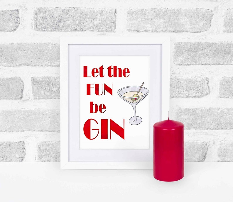 Let the Fun Be GIN Watercolor Gin Print 8x10 Printable - Etsy