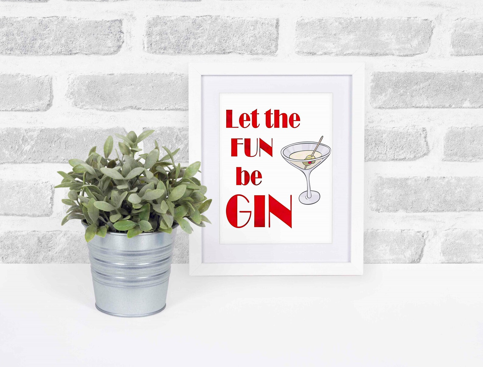 Let the Fun Be GIN * Watercolor Gin Print * 8x10 * Printable Digital ...